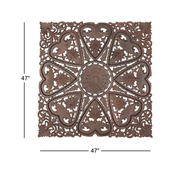 Traditional 47 x 47 Inch Square Brown Wood Ornate Wall Decor - Bed Bath ...