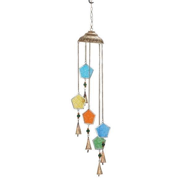 Eclectic 29 x 5 Inch Multi-Colored Pentagon Wind Chime with Beads - Bed ...