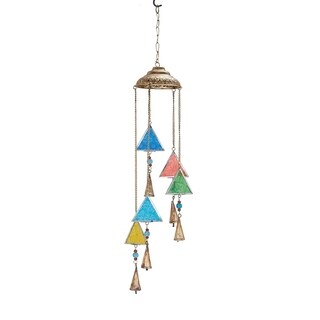 Eclectic 29 x 5 Inch Multi-Colored Triangle Wind Chime with Beads - Bed ...