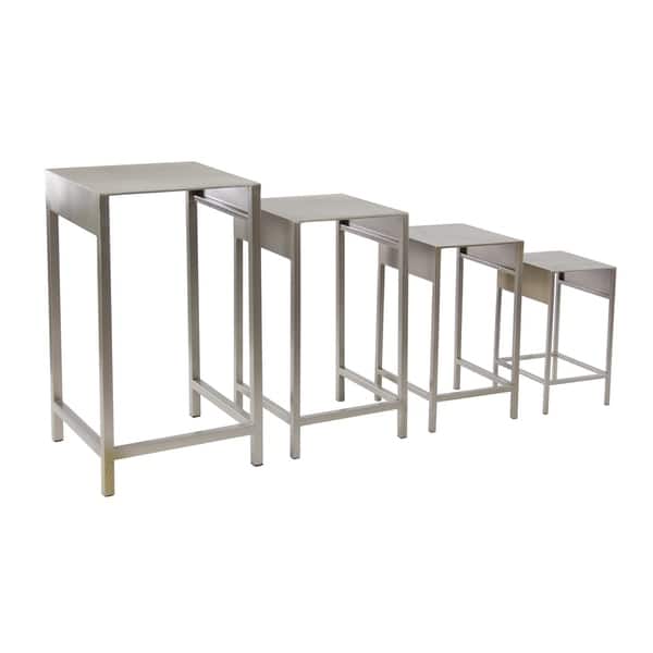 Set of 4 Contemporary Nesting Silver Metal Plant Stands by Studio 350 ...