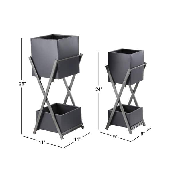 Set of 2 Modern Square Double-Deck Plant Stands by Studio 350 - Bed ...