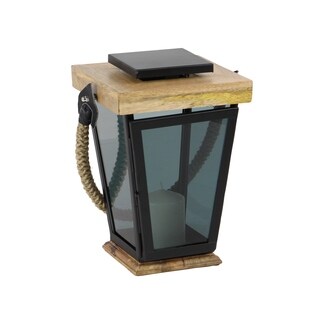 Black Wood Natural Lantern 13 x 9 x 9 - Bed Bath & Beyond - 20460282