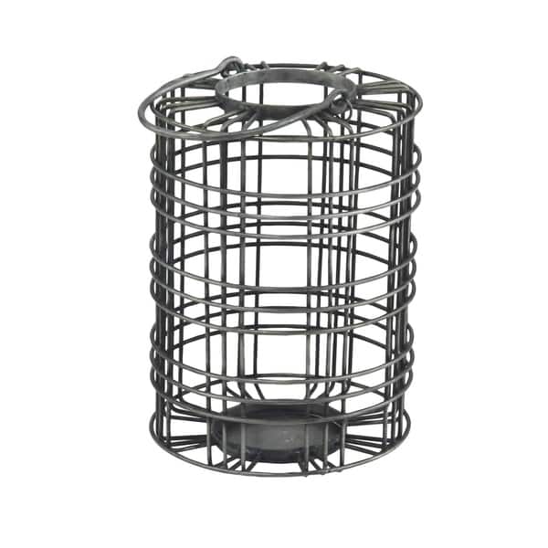 Farmhouse 17 x 9 Inch Cylindrical Gray Iron Wire Cage Candle Lantern ...