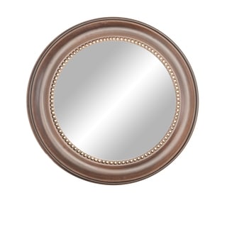 Industrial 32 x 32 Inch Round Wooden Mirror Frame - Brown - Bed Bath ...