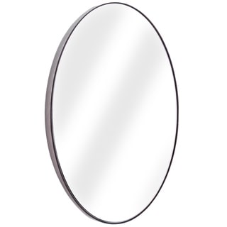American Art Decor Brown Oval Framed Wall Vanity Infinity Mirror - Dark ...