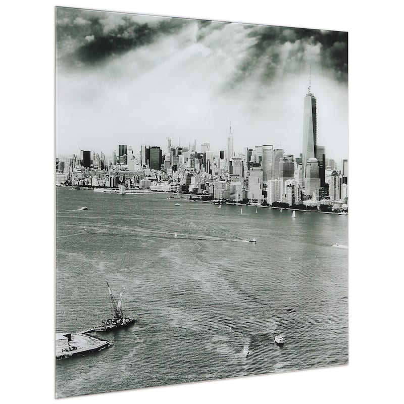 "New York Skyline B" Frameless Free Floating Tempered Art Glass Wall ...