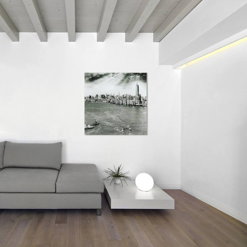 "New York Skyline B" Frameless Free Floating Tempered Art Glass Wall ...