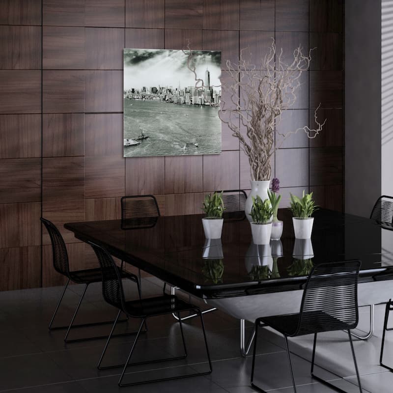 "New York Skyline B" Frameless Free Floating Tempered Art Glass Wall ...