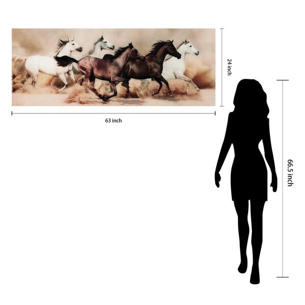 "Stampede" Horses Wall Art Printed on Free Floating Tempered Glass ...