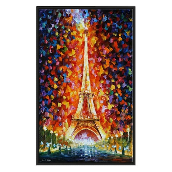 Paris -Eifel Tower Lighted ' by Leonid Afremov Framed Oil Painting ...