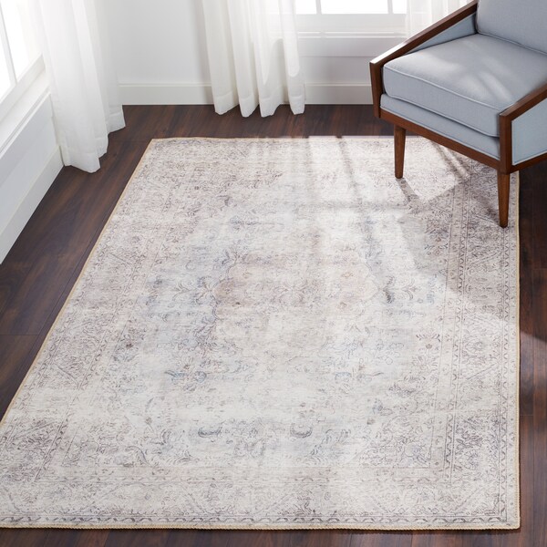Shop Traditional Distressed Grey/ Slate Printed Rug - 5' x 7'6" - On ...