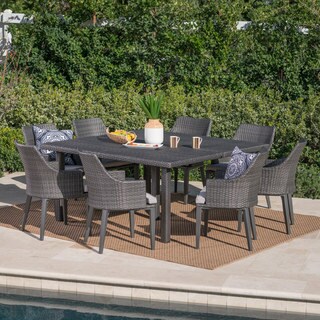 Arnell Outdoor 9-piece Square Wicker Dining Set with Cushions by ...