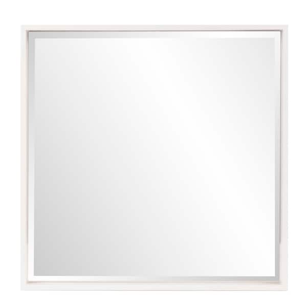 Allan Andrews White Square Mirror with Shadowbox Style Wood Frame - 40 ...
