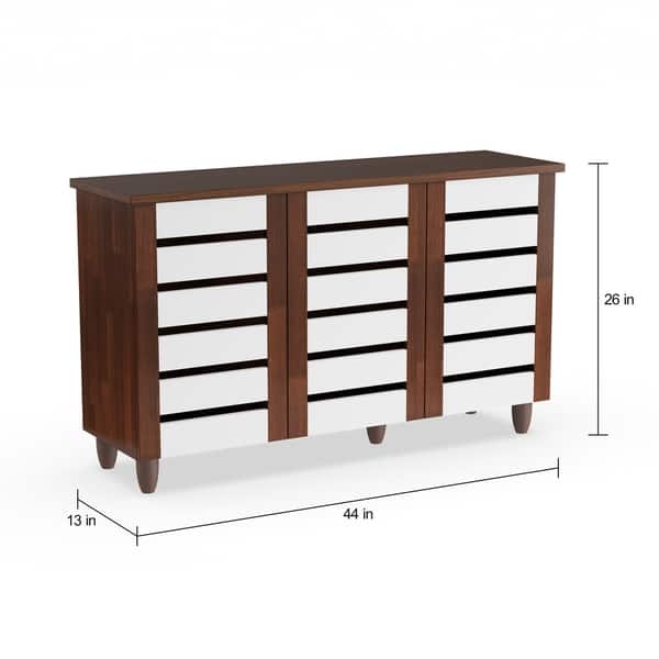 Porch & Den Harold Martin Brown/ White 3-door Shoe Cabinet - Bed Bath ...