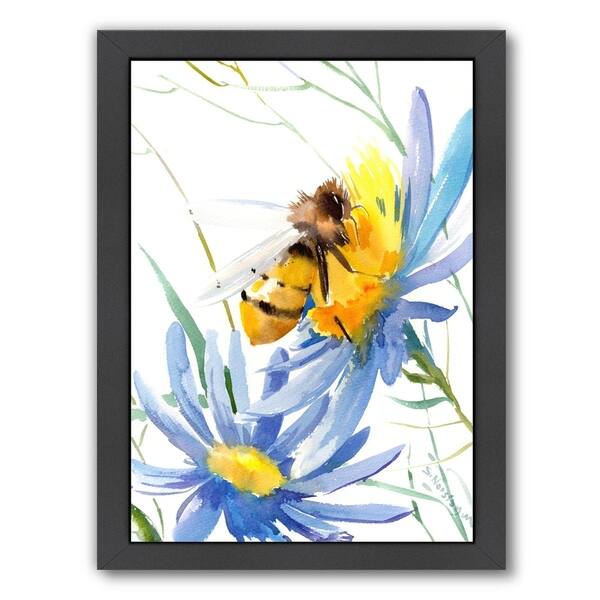 Bee And Blue Flower - Framed Print Wall Art - Bed Bath & Beyond - 20581473