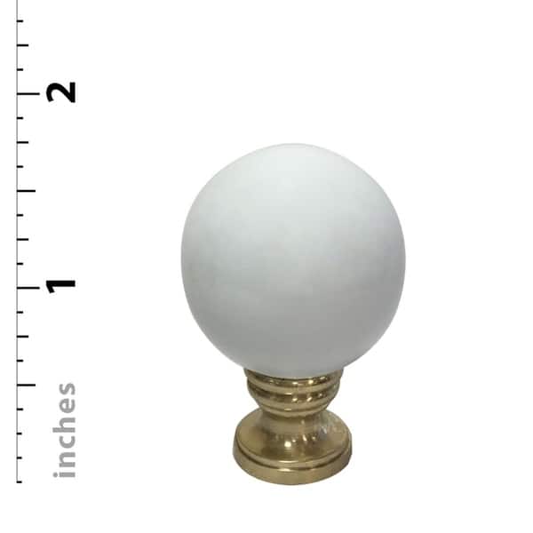 Royal Designs Ceramic Sphere White Lamp Finial with Polished Brass Base ...