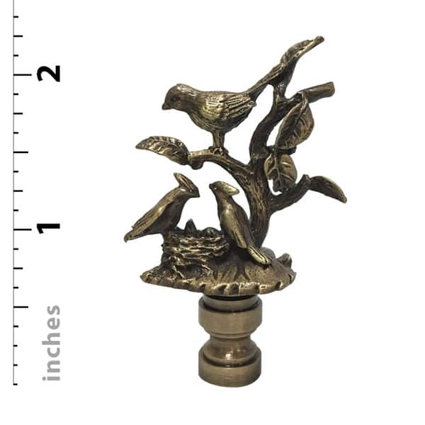 Royal Designs Nesting Birds Design Lamp Finial with Antiqued Brass ...