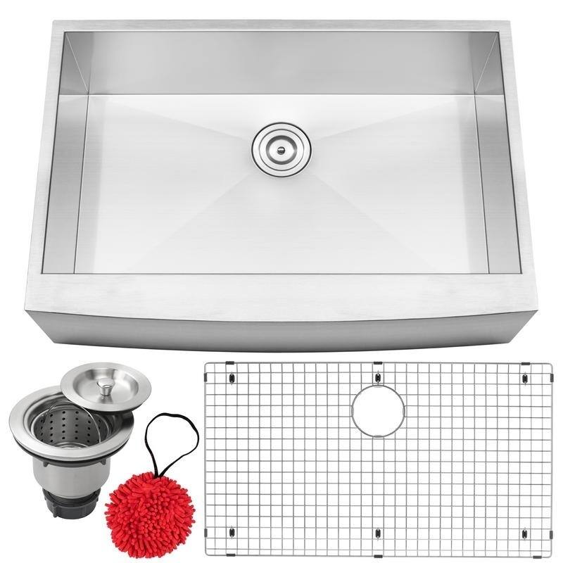 33" Ticor S4402 Bryce Series Curved Apron Front 16-Gauge Stainless ...