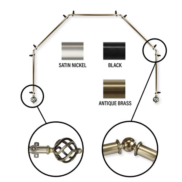 InStyleDesign Torison 5-Sided Bay Window Curtain Rod - Bed Bath ...