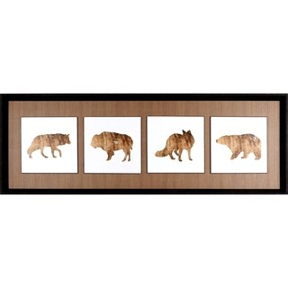 Brushed gold animals, framed paper print wall art, 17.5x49.5x2 ready to ...