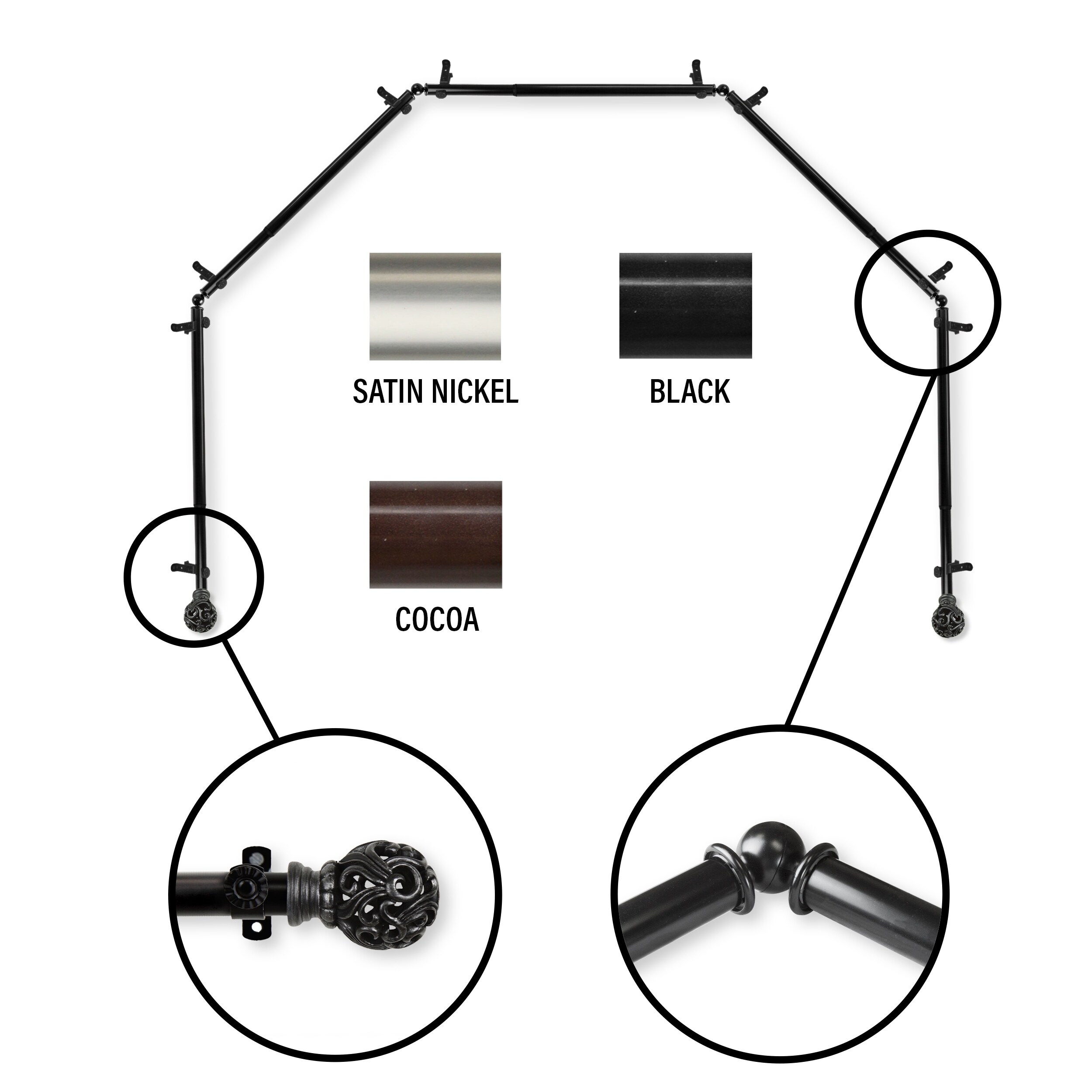 InStyleDesign Nadine 6-Sided Bay Window Curtain Rod - Bed Bath & Beyond ...