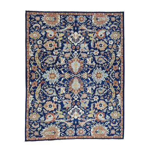 Shahbanu Rugs Navy Blue Peshawar All-Over Sultanabad Design Hand ...