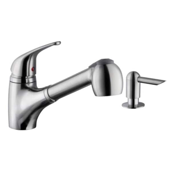 Low Profile Pull-Out Kitchen Faucet with Dispenser in Brushed Nickel ...