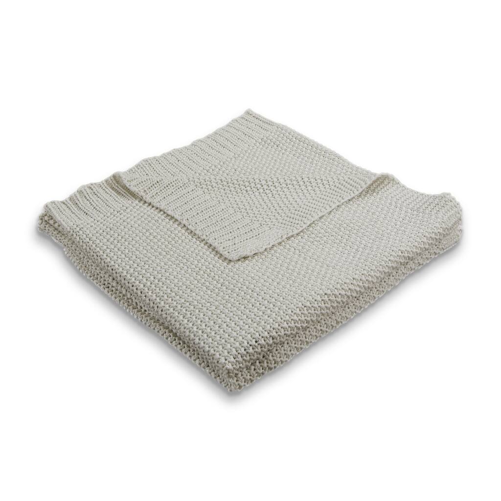 Sevita Sweater Natural Sparkle Knitted Throw Blanket ( 50" x 60 ...