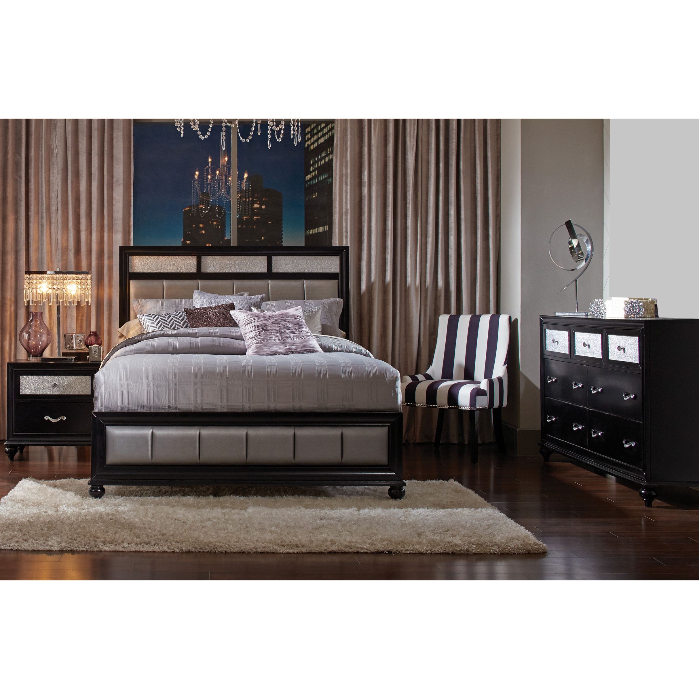 Hughes Allura 3 piece Bedroom Set with Bed Nightsteand and Dresser Bed Bath Beyond 20656735