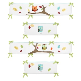 Sweet Jojo Designs Turquoise and Lime Hooty Collection Baby Crib Bumper ...