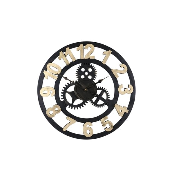 Round Spinning Gears Circular 19" Steampunk Style Wall Clock Dark Brown ...