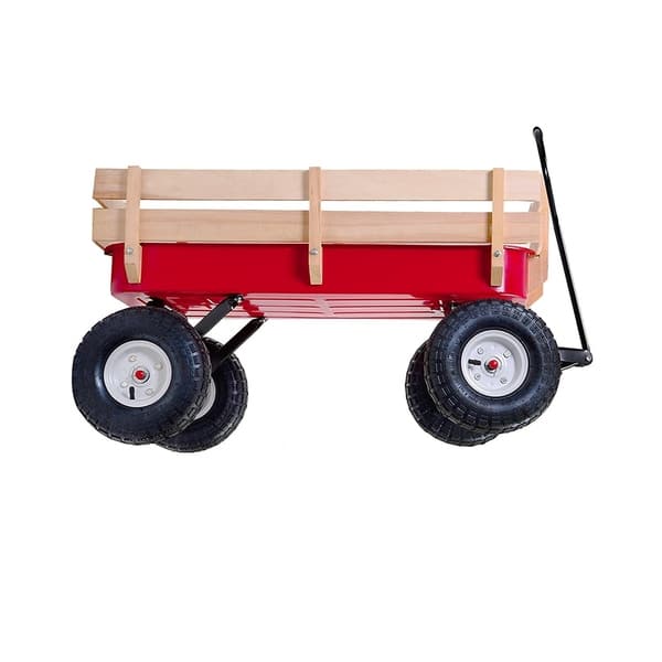 ALEKO Kids Wood Steel Wagon Pulling Play Cart Children Wagon Stroller ...
