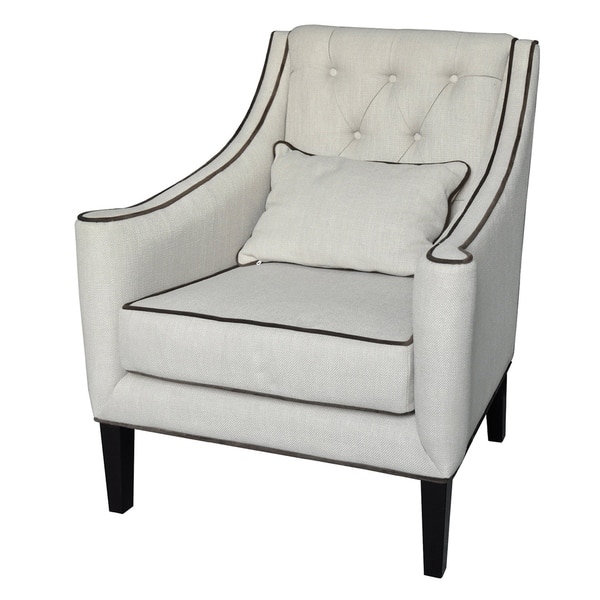 Halstead Linen Button Tufted and Contrast Welt Lounge Chair - Bed Bath ...
