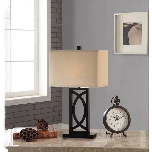 Contemporary Polyresin Rectangular Table Lamp Black And White Set of 2 ...