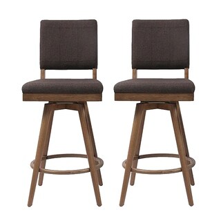 Mid Modern Padded Back Pair of Counter Stools, Armless - Walnut - Bed ...