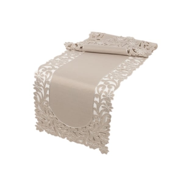 Florence Floral Cutwork Trimed Edge Table Runner, 16 by 36-Inch, Taupe ...