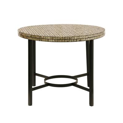 Shell Inlay Side Table - Black Metal Base - Overstock - 20730499