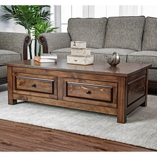 Agri Rustic Walnut 54-inch Solid Wood 2-Drawer Coffee Table by ...