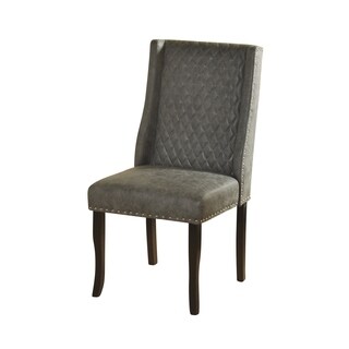 Silk Road Modified Semi Wingback Faux Leather Dining Chair - Diamond ...