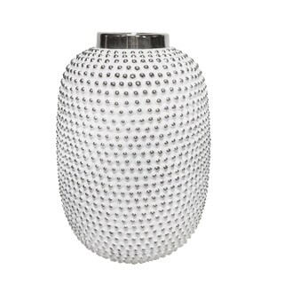Sagebrook Home Decorative Ceramic Spike Vase, White/Silver - Bed Bath ...