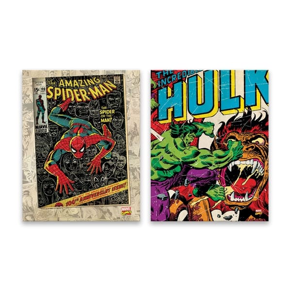 Marvel Hulk and Spiderman - 2 Piece Printed Canvas Set - Multi-color ...