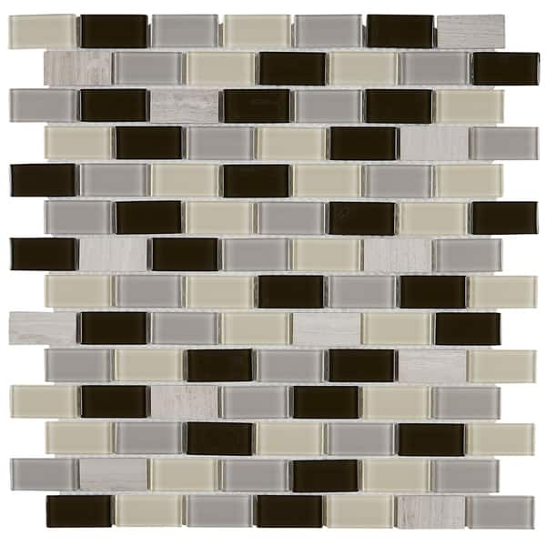 Glass & Stone Mosaics 3/4x1 1/2-inch Brick-Joint Field Tile in Evening ...