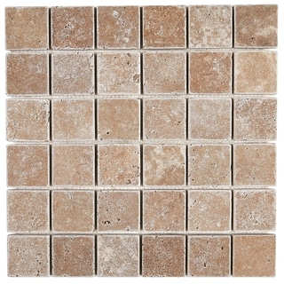 Select Travertine Stone 2x2-inch Tumbled Mosaic in Light Noce - 2x2 ...