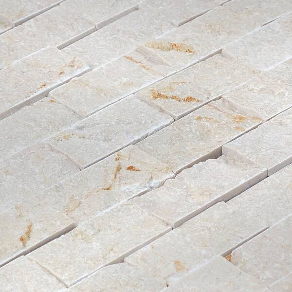 Marble 1x2-inch Split Face Mosaic in Crema Marfil Classico - 12x12 ...