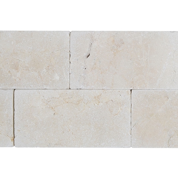 Marble 3x6-inch Tumbled Field Tile in Crema Marfil Classico - 3x6 - Bed ...