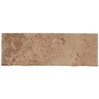 Travertine Replica 2x6-inch Ceramic Bullnose 6-inch side in Truffle ...