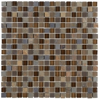 Slate and Glass Blend 5/8x5/8-inch Random Mosaic Tile in Saddle - 12x12 ...