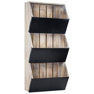 American Art Decor Wood and Metal Mail Rack Storage Organizer Farmhouse ...