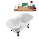 68" Streamline N101BL-GLD Soaking Clawfoot Tub and Tray With External ...