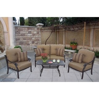 Sackville Cast Aluminum 4-piece Loveseat and Coffee Table Conversation ...
